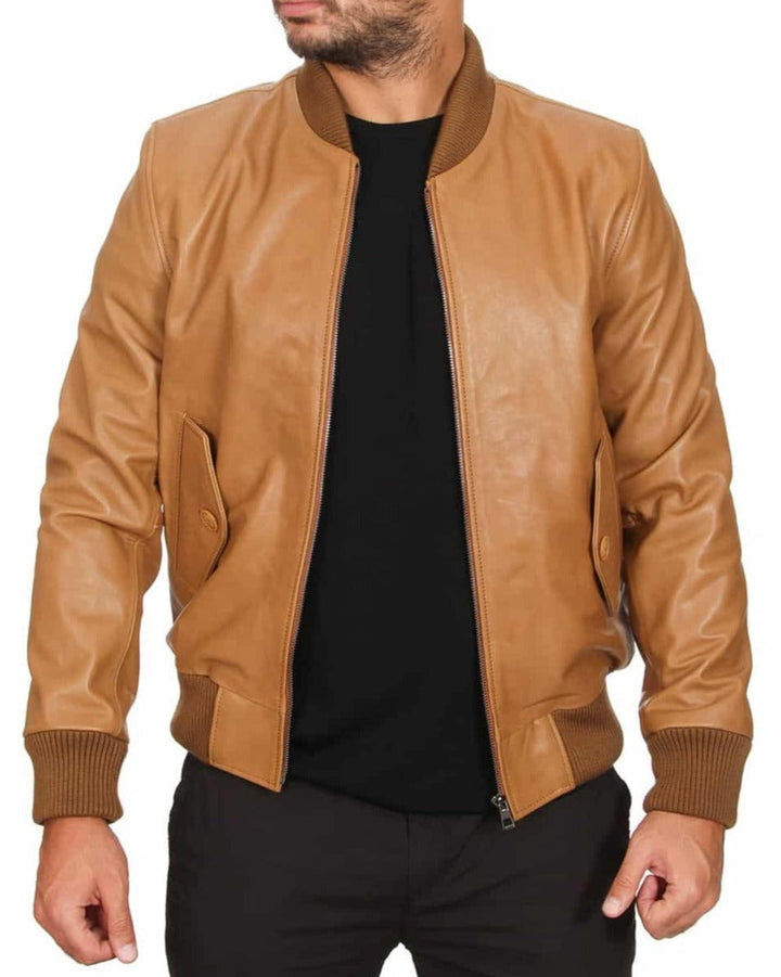 Buy Men's Brown Bomber Leather Jackets in 2026 – Amrika Leather