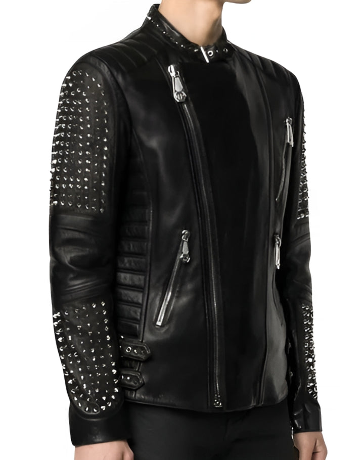 Men's Studded Leather Jackets with Spikes on Shoulders 2026 – Amrika ...
