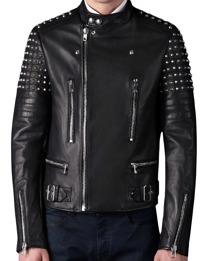 Men's Studded Leather Jackets with Spikes on Shoulders 2026 – Amrika ...
