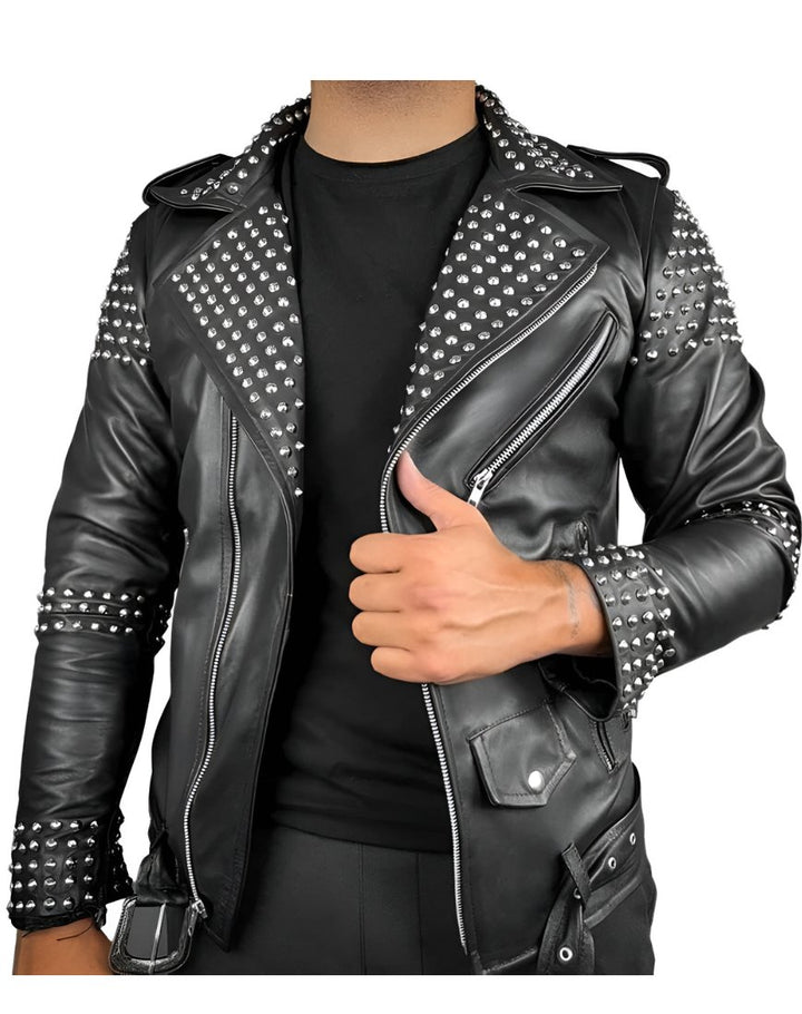 Men's Studded Leather Jackets with Spikes on Shoulders 2025 – Amrika ...