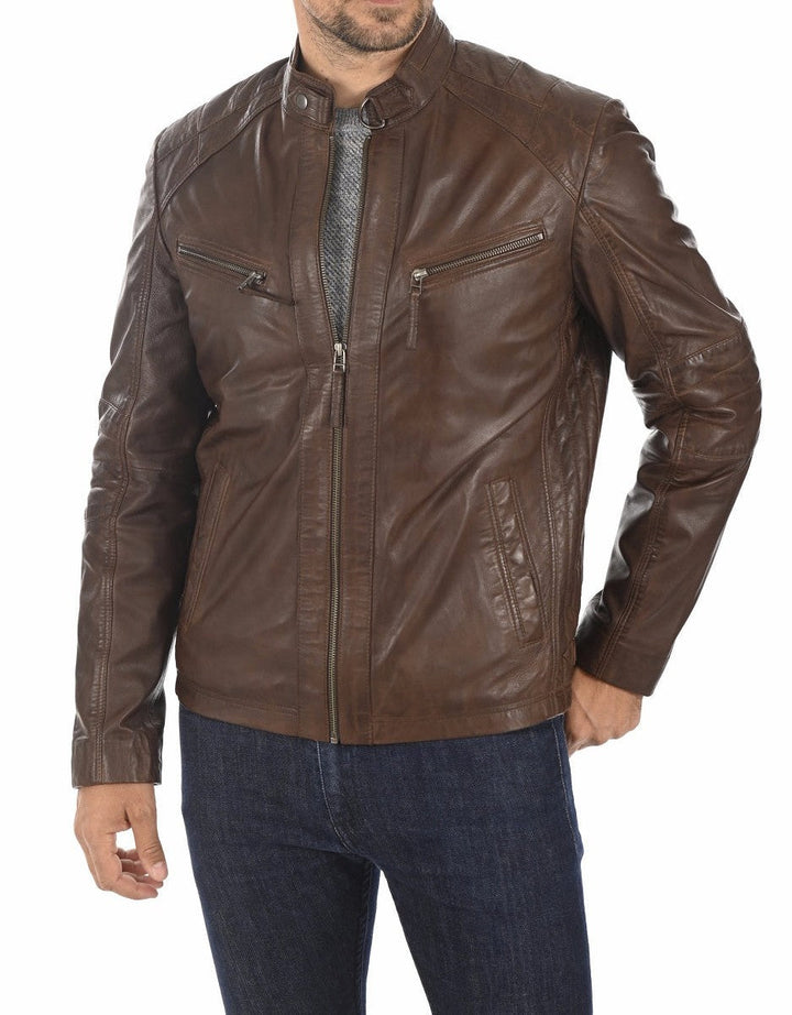 Shop Men's Brown Biker Leather Jackets 2026 – Amrika Leather